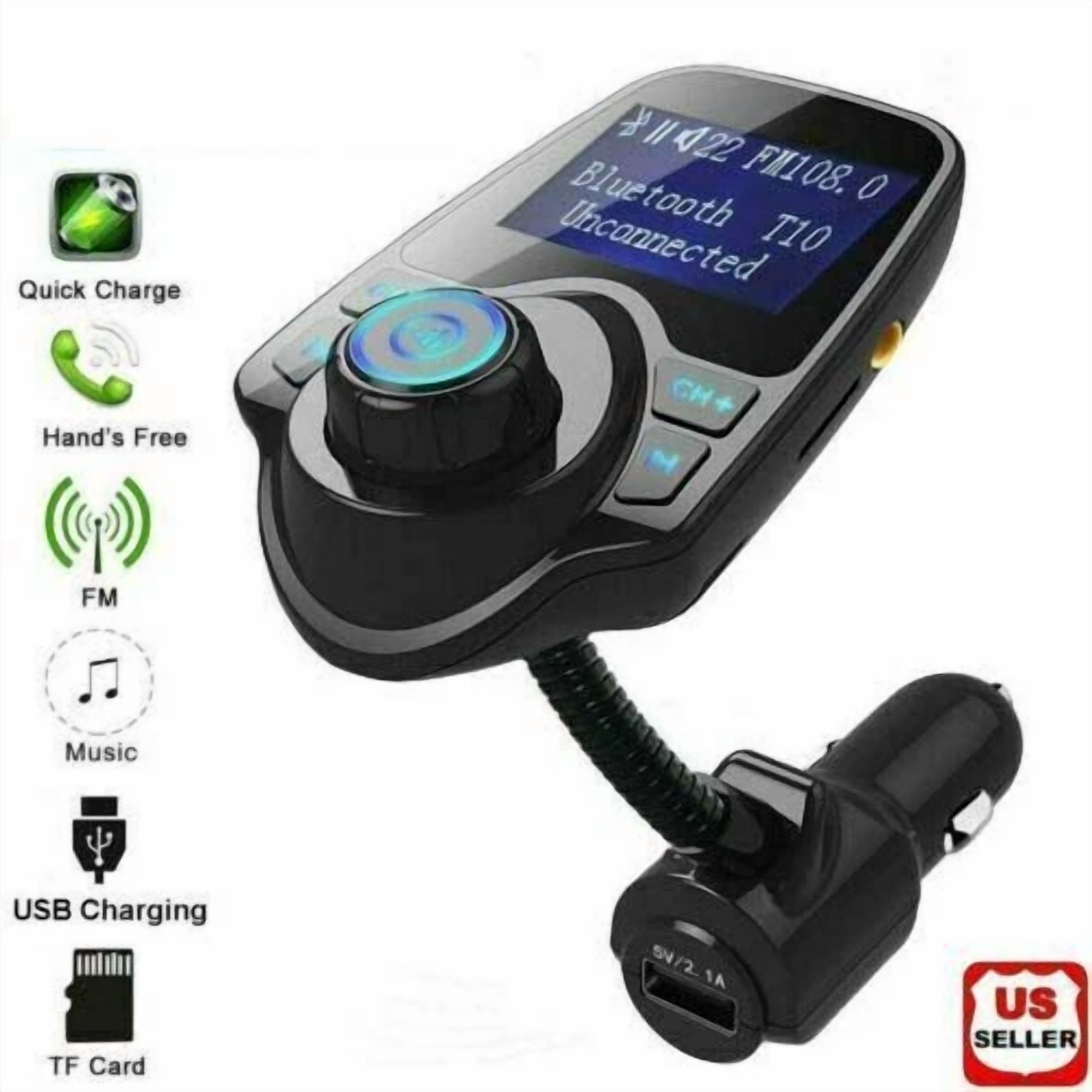 Bluetooth Wireless Car Fm Transmitter Aux Stereo Receiver Adapter 2 Usb ...