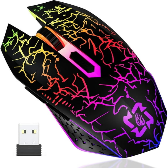 Bluetooth Wireless Gaming Mouse, 2.4G Cordless RGB Rechargeable PC Game ...
