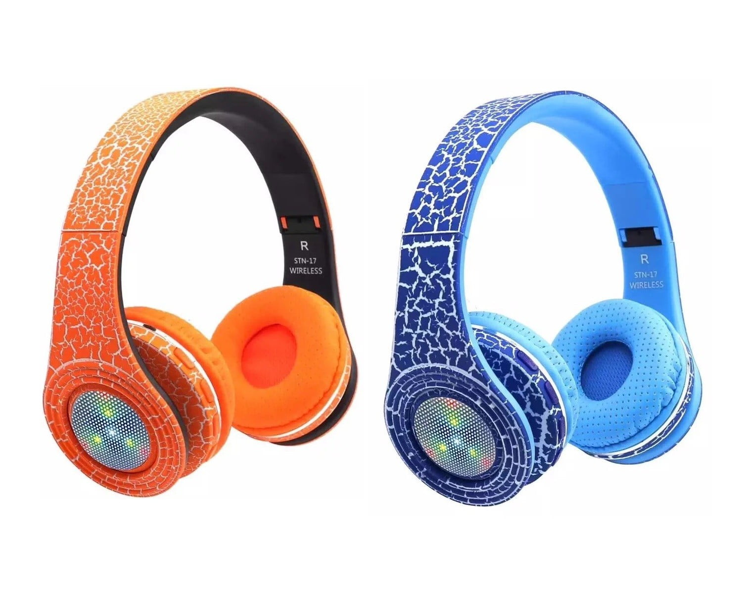 Bluetooth Wireless Headphones LED Flash Light Lightweight Foldable ...