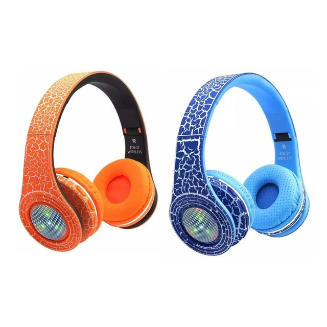 Bluetooth Wireless Headphones LED Flash Light Lightweight Foldable ...