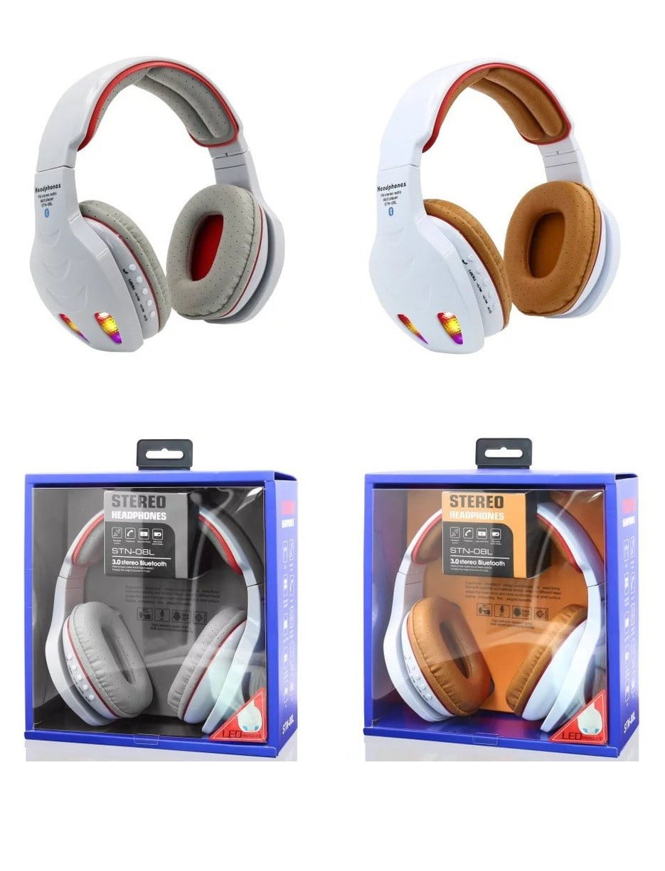 Bluetooth Wireless Headphones LED Flash Light Lightweight Foldable ...