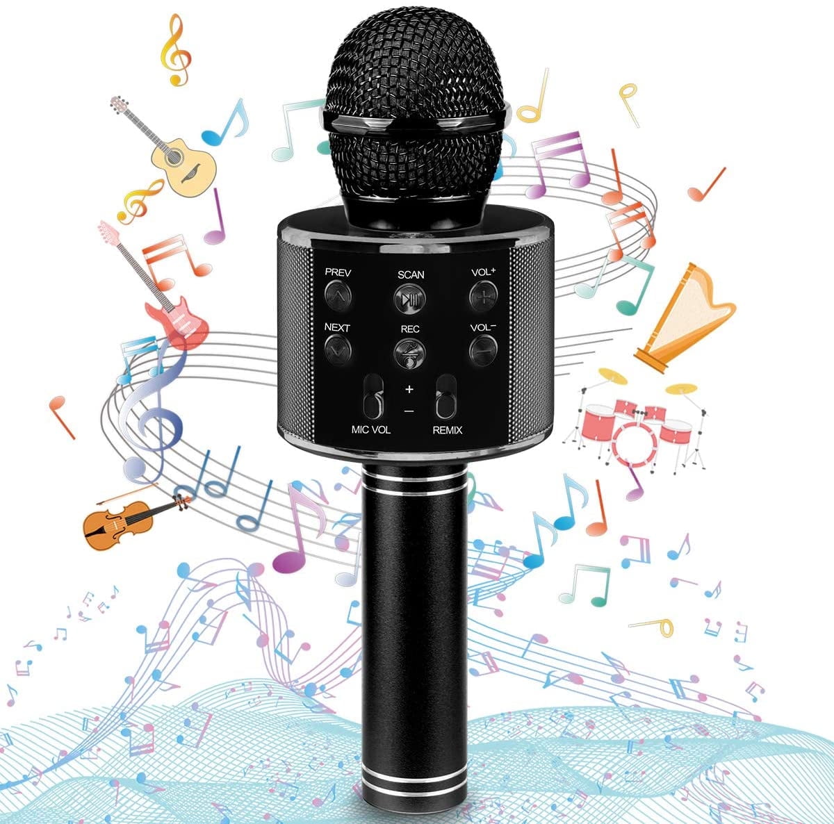 Bluetooth Wireless Karaoke Microphone for Kids, Birthday Gifts for 9-12 ...