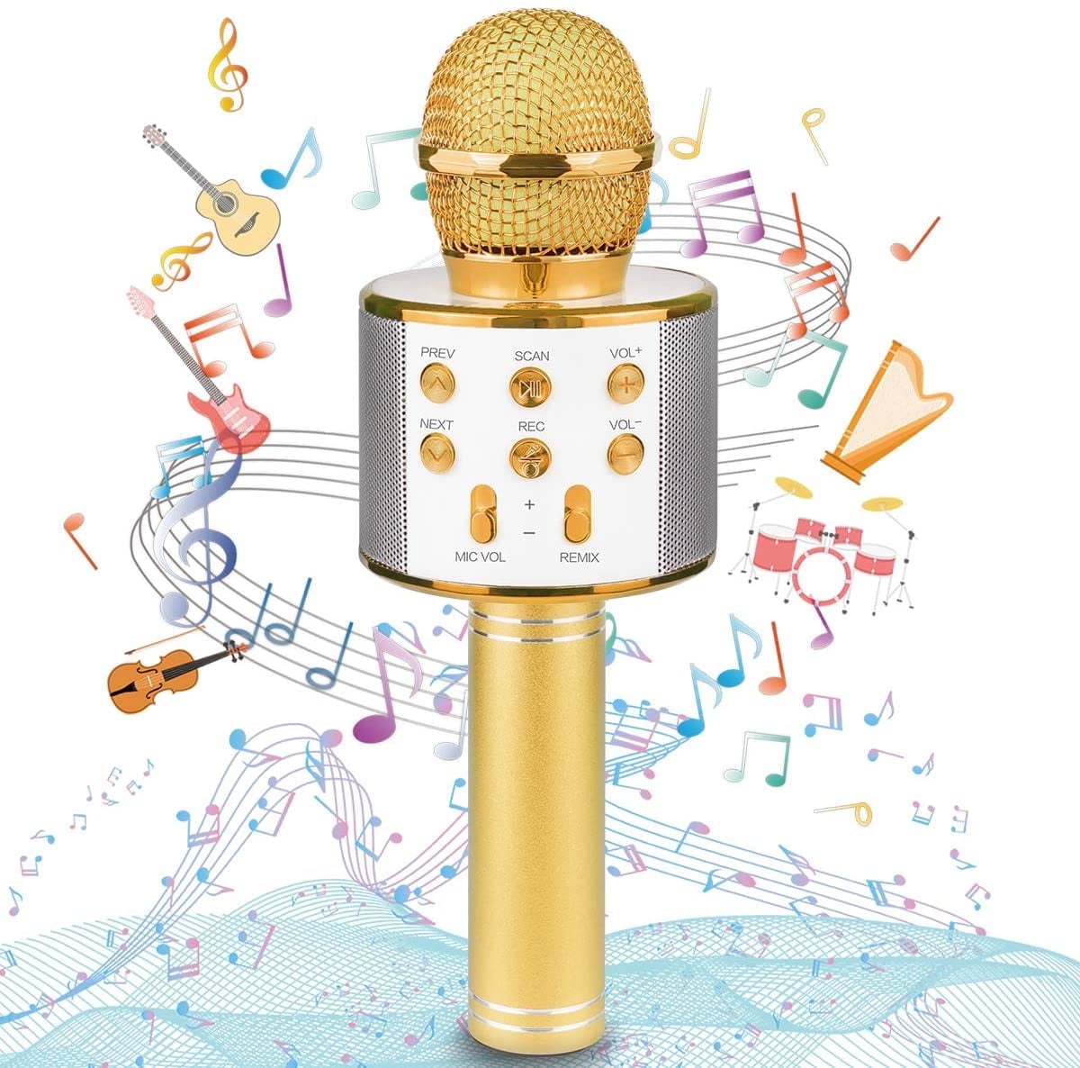 Bluetooth Wireless 4 in 1 Karaoke Microphone, Birthday Toys for 9-12 ...