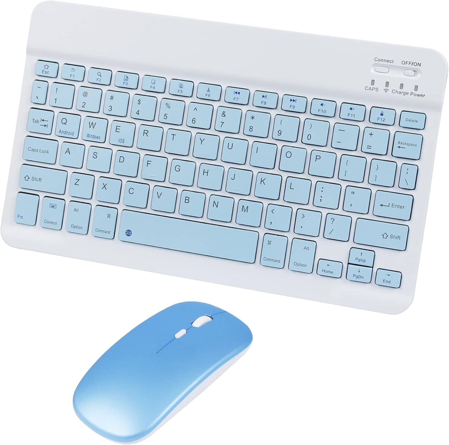 Bluetooth Wireless Keyboard and Mouse Combo,Ultra-Slim Ergonomic Small Rechargeable Bluetooth ...