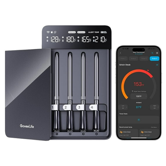 Bluetooth Wireless Meat Thermometer with 4 Probes, WiFi Unlimited Range ...