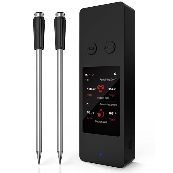 Bluetooth Wireless Meat Thermometer with App, Touch Screen, Audible ...