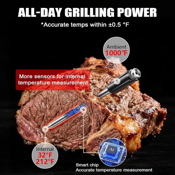 Bluetooth Wireless Meat Thermometer, Smart Digital Cooking Thermometer ...