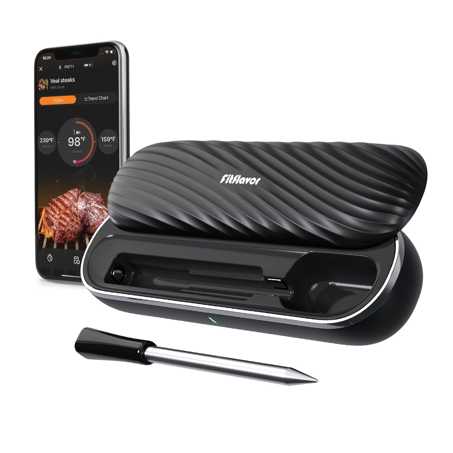 Bluetooth Wireless Meat Thermometer for Smoker, 500ft Digital Grill ...