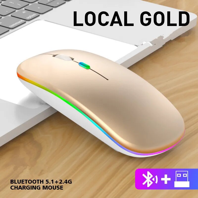 Bluetooth Wireless Mouse Gamer Rechargeable Wireless Computer Mause RGB ...