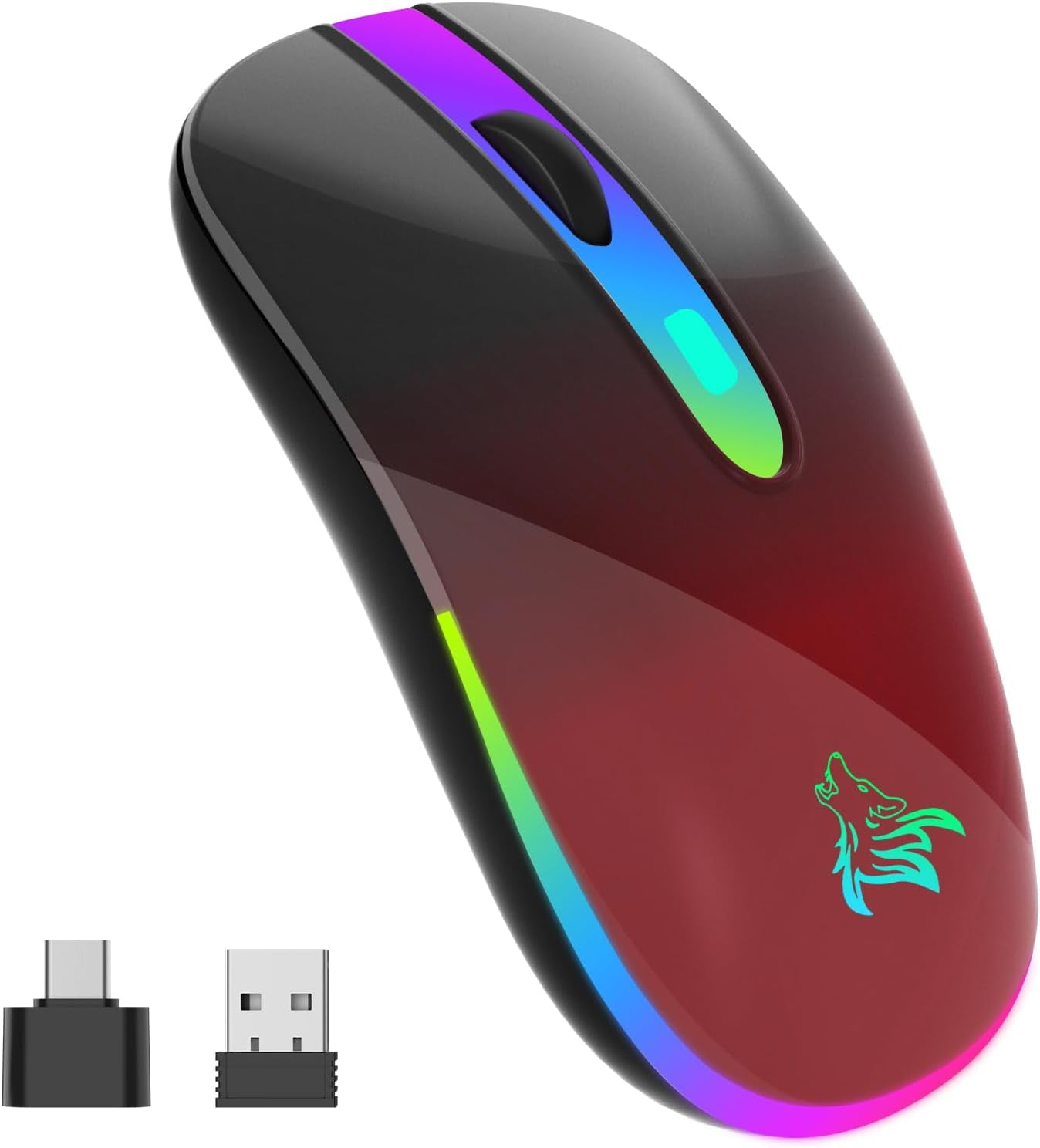 Bluetooth Wireless Mouse, LED Rechargeable Slient Mouse with Dual Modes ...