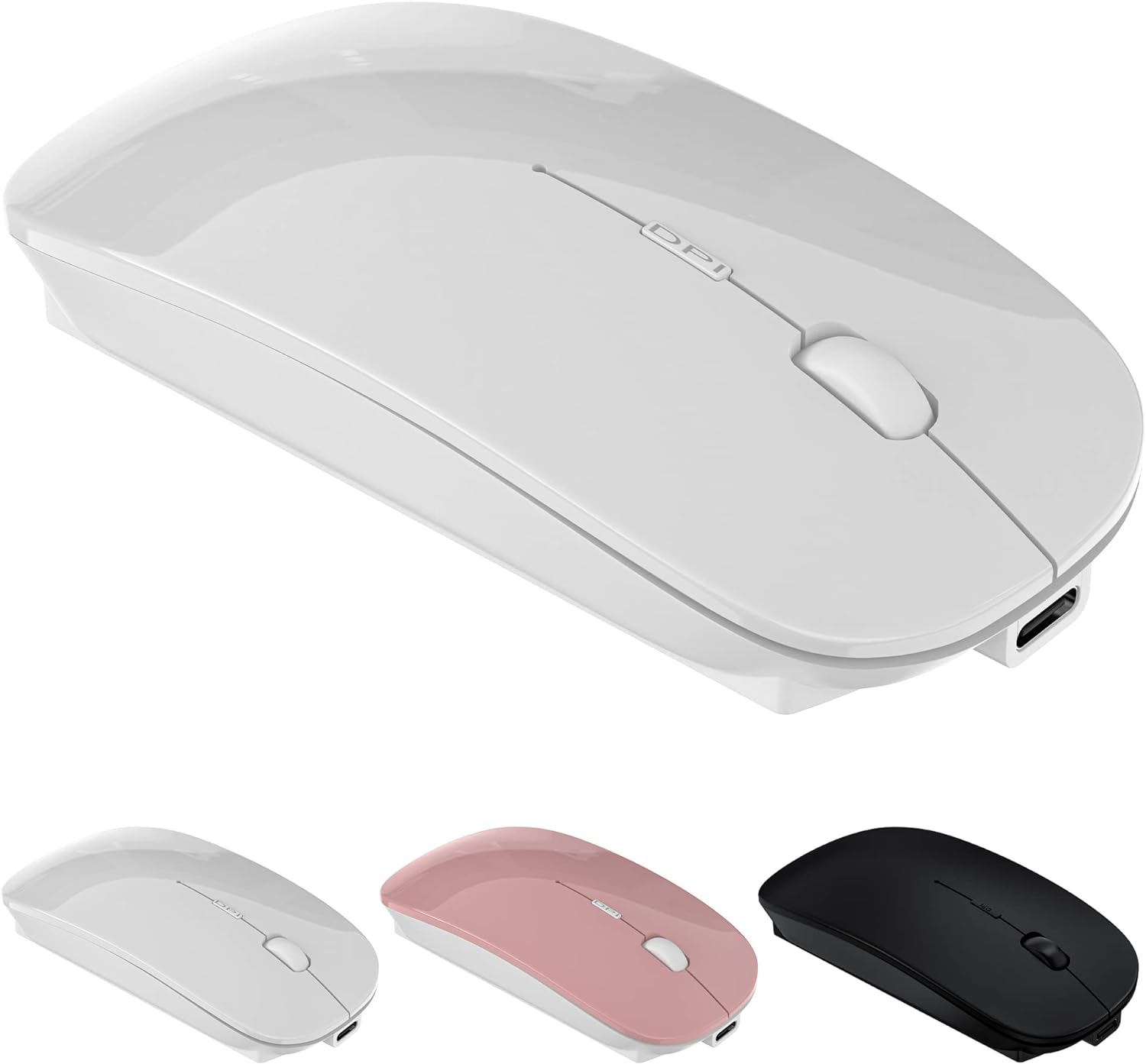 Bluetooth Wireless Mouse, Slim Rechargeable Mouse Noiseless Click & 3 ...