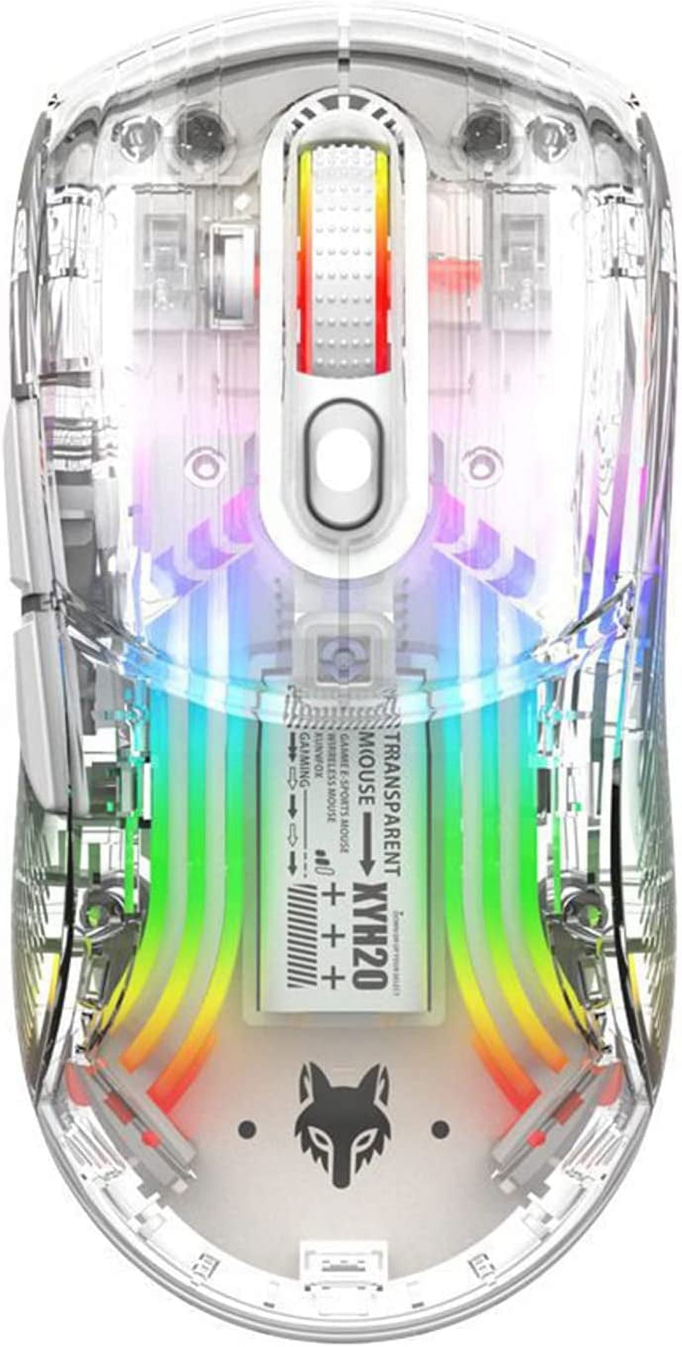 Bluetooth Wireless Mouse, Transparent RGB Mechanical Dual Mode Gaming ...
