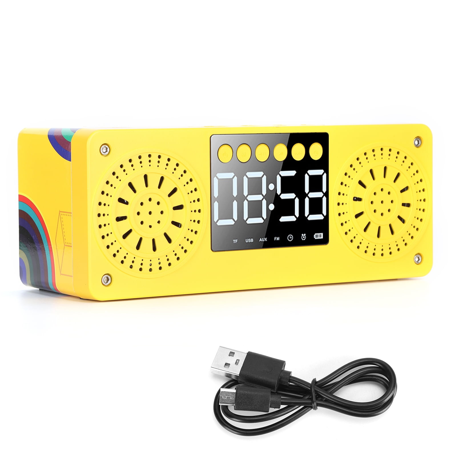 Bluetooth Wooden Mini Wireless Clock Sound Double Bass Outdoor Portable ...