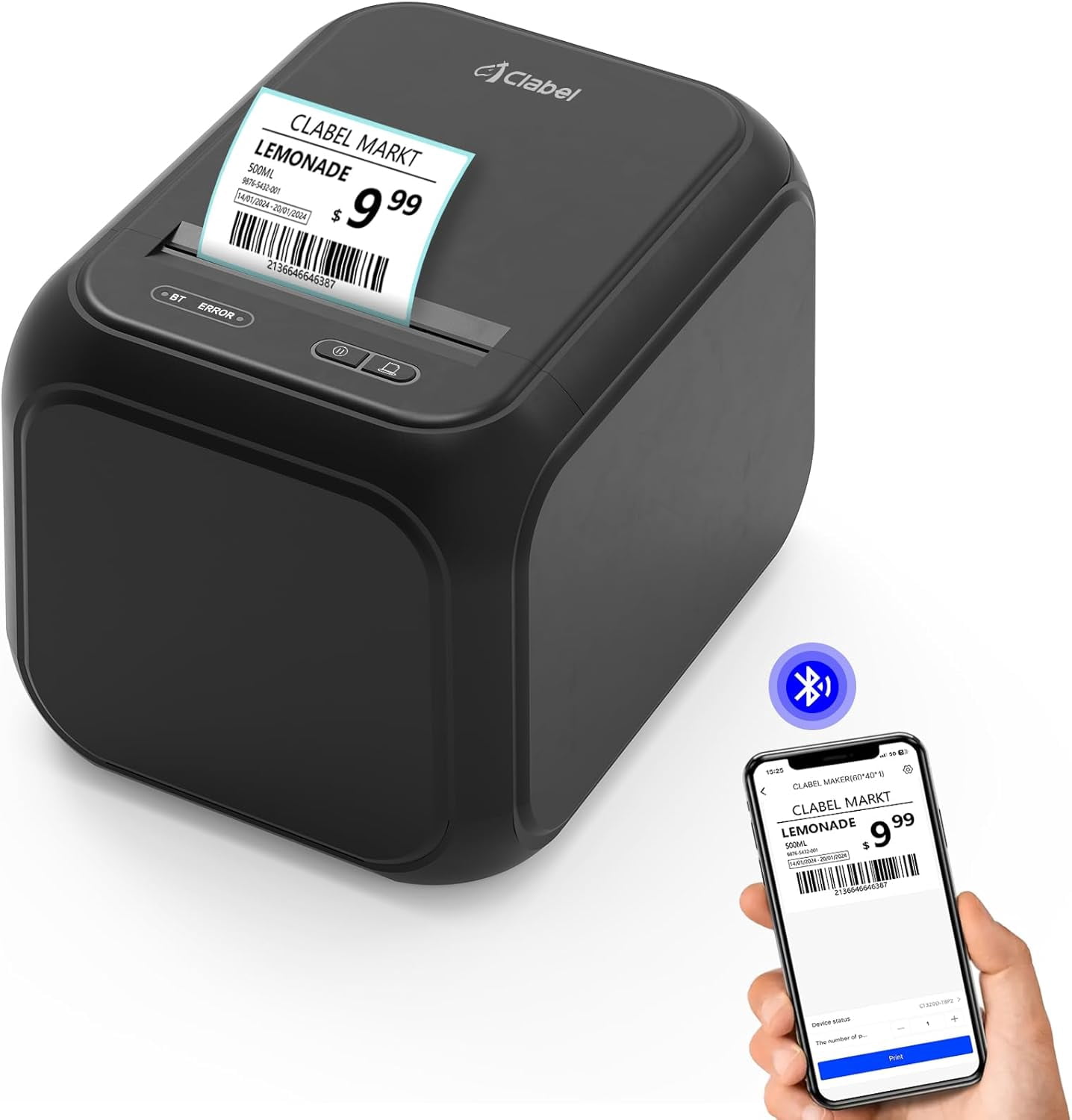 Bluetooth barcode label printer: label maker with direct thermal ...