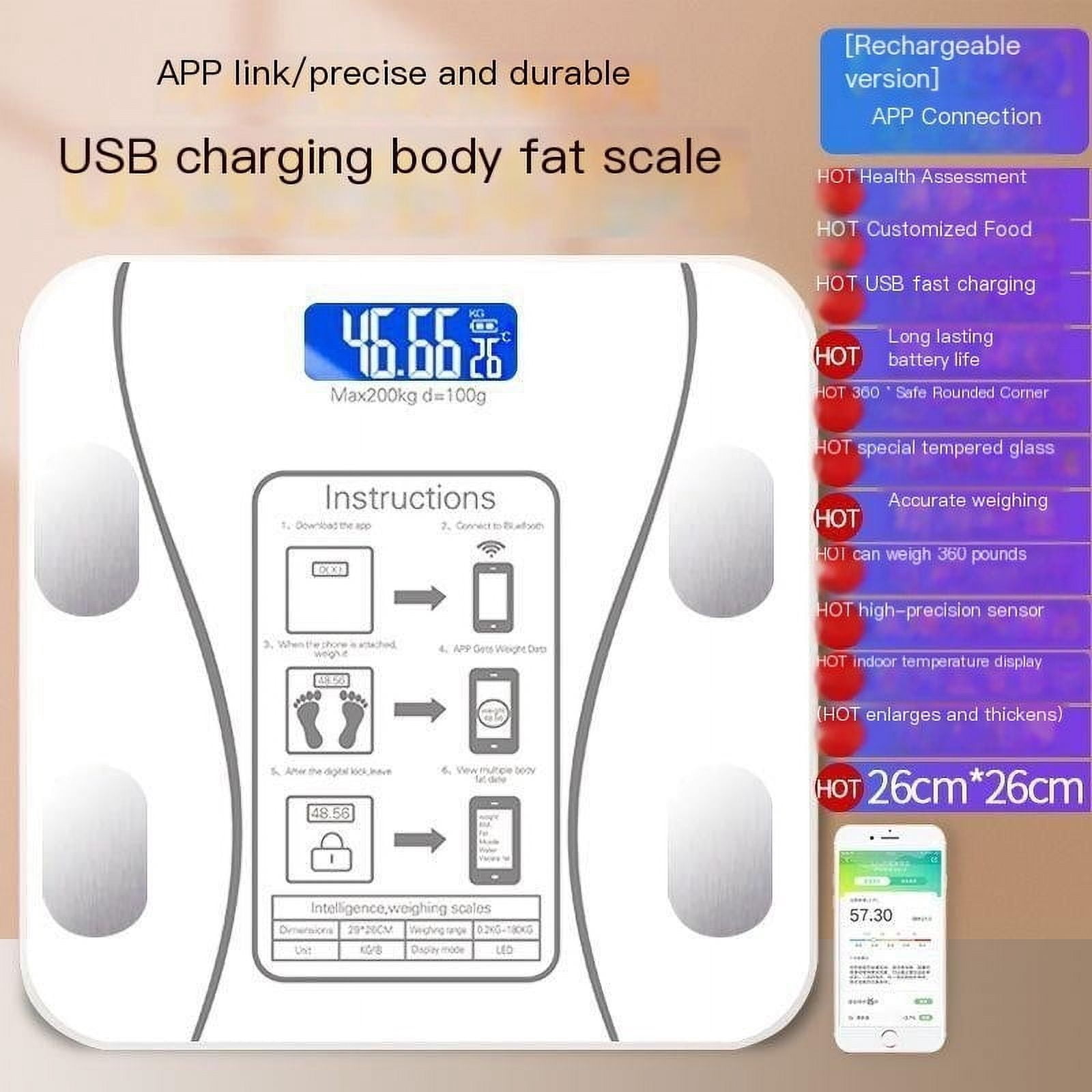 Bluetooth body fat scale, high-precision smart weight scale for ...