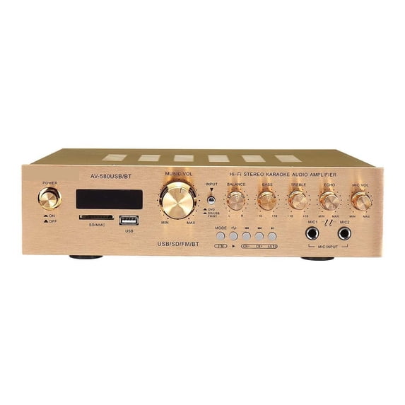 Bluetooth5.0 HiFi Stereo Amplifier FM 5 Channel LED Digital Home Cinema ...