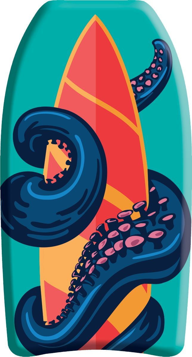 Bluewater Beach 41" Foam Bodyboard with Leash, Vibrant Octo Surfboard ...