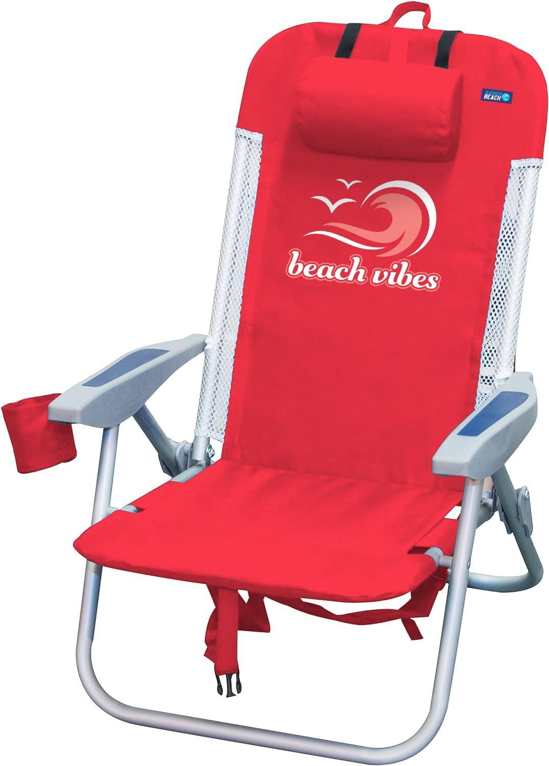 Bluewater Beach Aluminum 4 Position Backpack Beach Chair in Red ...