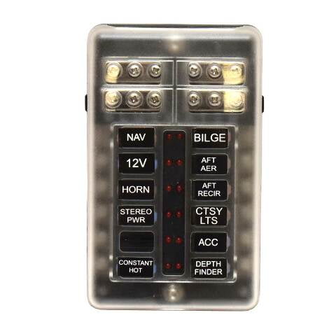 Bluewater Boat Fuse Block W/ Cover | 12 Position Black/Clear - Walmart.com