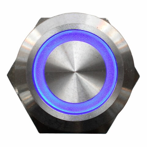 Bluewater Boat Off-On Push Button Switch | 12V Blue LED 7/8 Inch ...