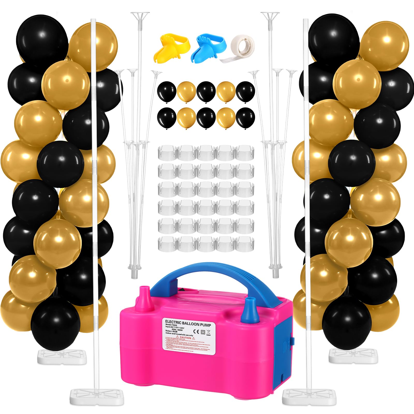 Blueweenly 2 Sets Balloon Column Stand Kit and Balloon Pump Adjustable ...