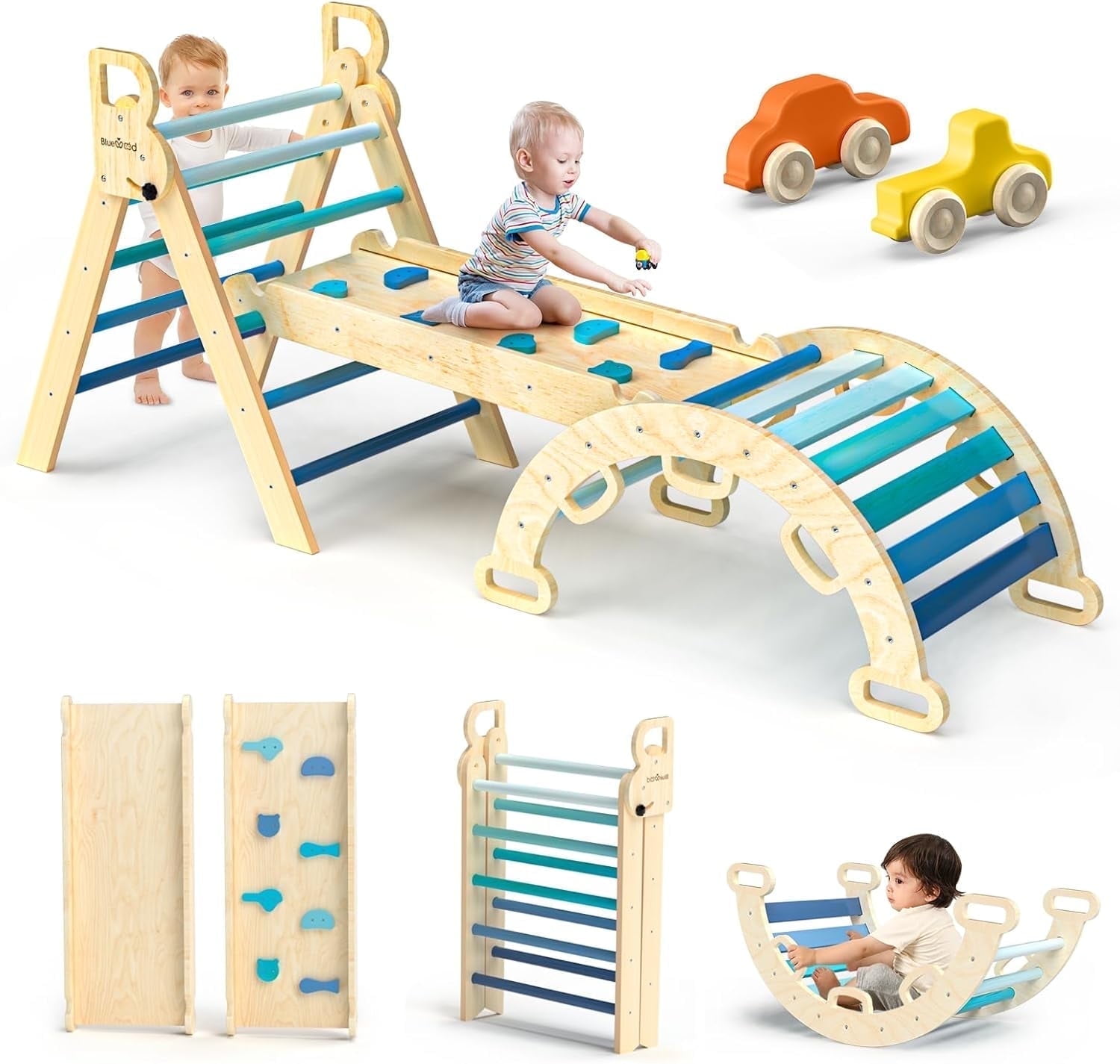 Bluewood Montessori Triangle Climbing Set, Indoor Playground for Kids ...