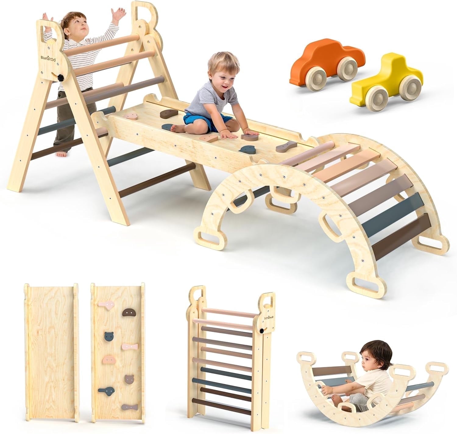 Bluewood Montessori Triangle Climbing Set, Indoor Playground for Kids ...