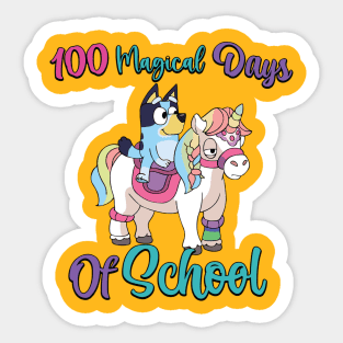 Bluey 100 Magical Days Of School Unicorn Sticker Bluey Stickers For ...