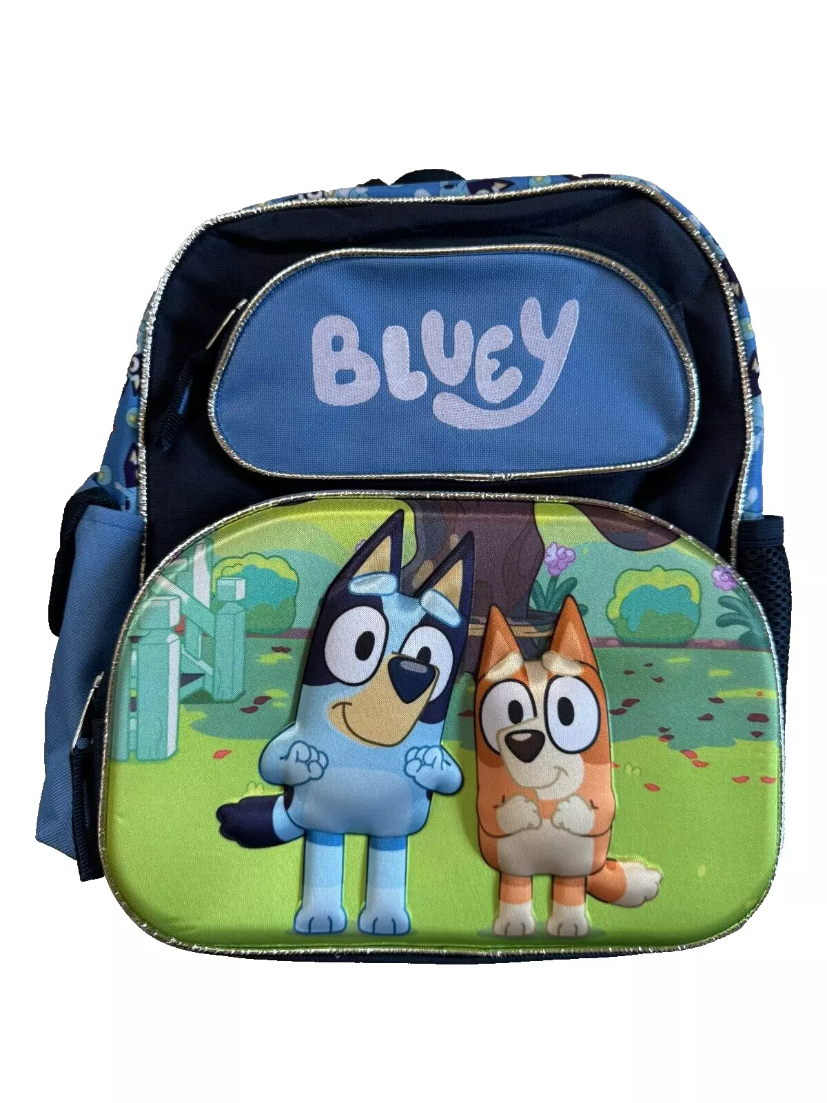 Bluey 12" Canvas Small Kid School Backpack With 2 Side Pockets ...