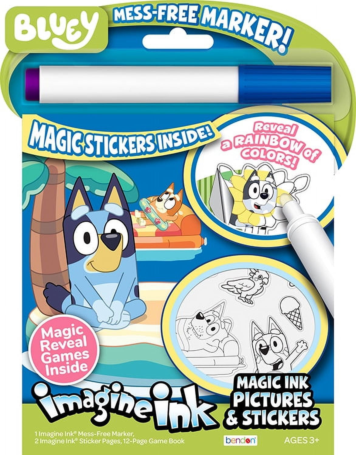 Bluey 12-Page Imagine Ink Mess Free Coloring Book with Stickers ...