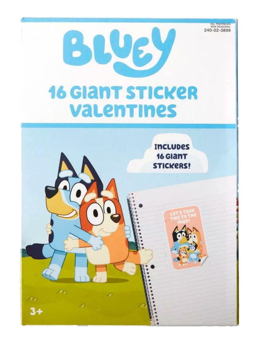Bluey Valentine's Day Cards and Bluey Fuzzy Sticker Set - Valentine ...
