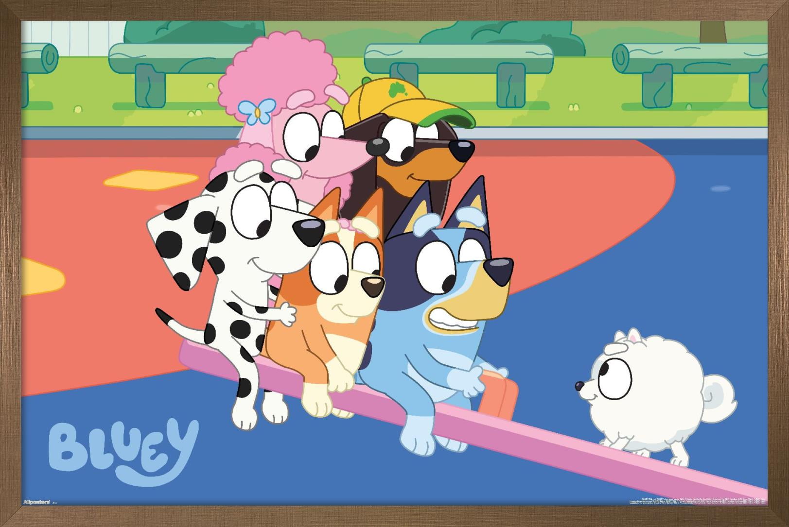 Bluey (2018) - Bluey and Friends See Saw Fun Wall Poster, 14.725" x 22.375" Framed - Walmart.com