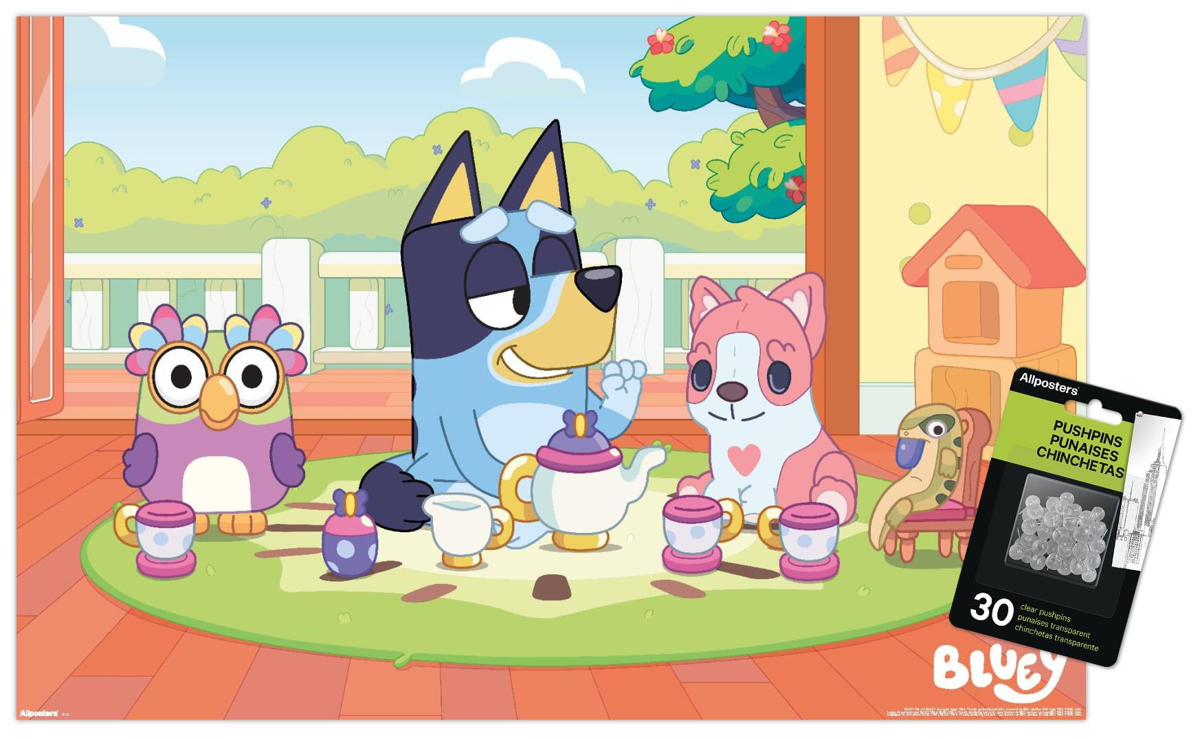 Bluey (2018) - Tea Party Wall Poster with Push Pins, 14.725" x 22.375 ...