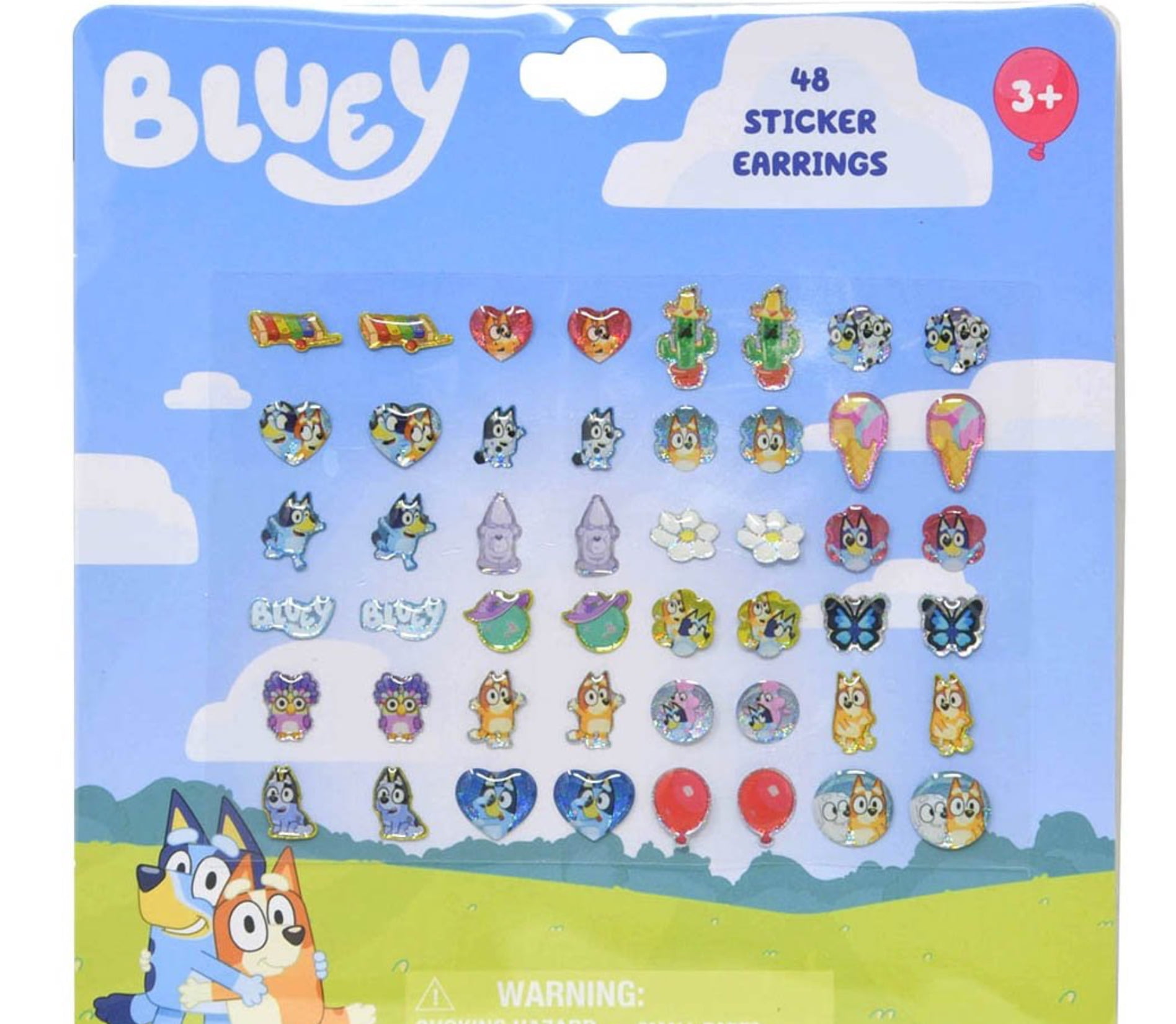 Bluey 24 Pair Sticker Earrings on Blister Card for Kids - Walmart.com