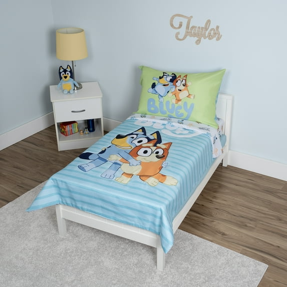 Bluey 3pc Toddler Bed Set w/Print Tote Bag - Bluey and Family - Walmart.com