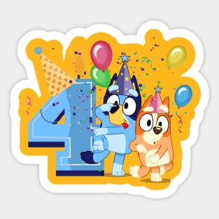 Bluey 4Th Birthday Boy Sticker Bluey Stickers For Kids, Bluey Stickers ...