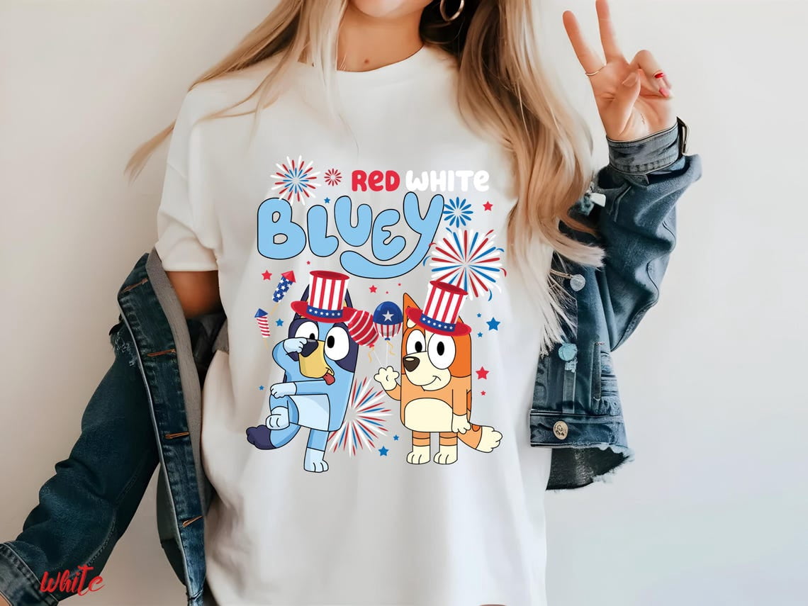 Bluey 4Th Of July Shirt - Matching Family Fireworks Shirt, Usa ...