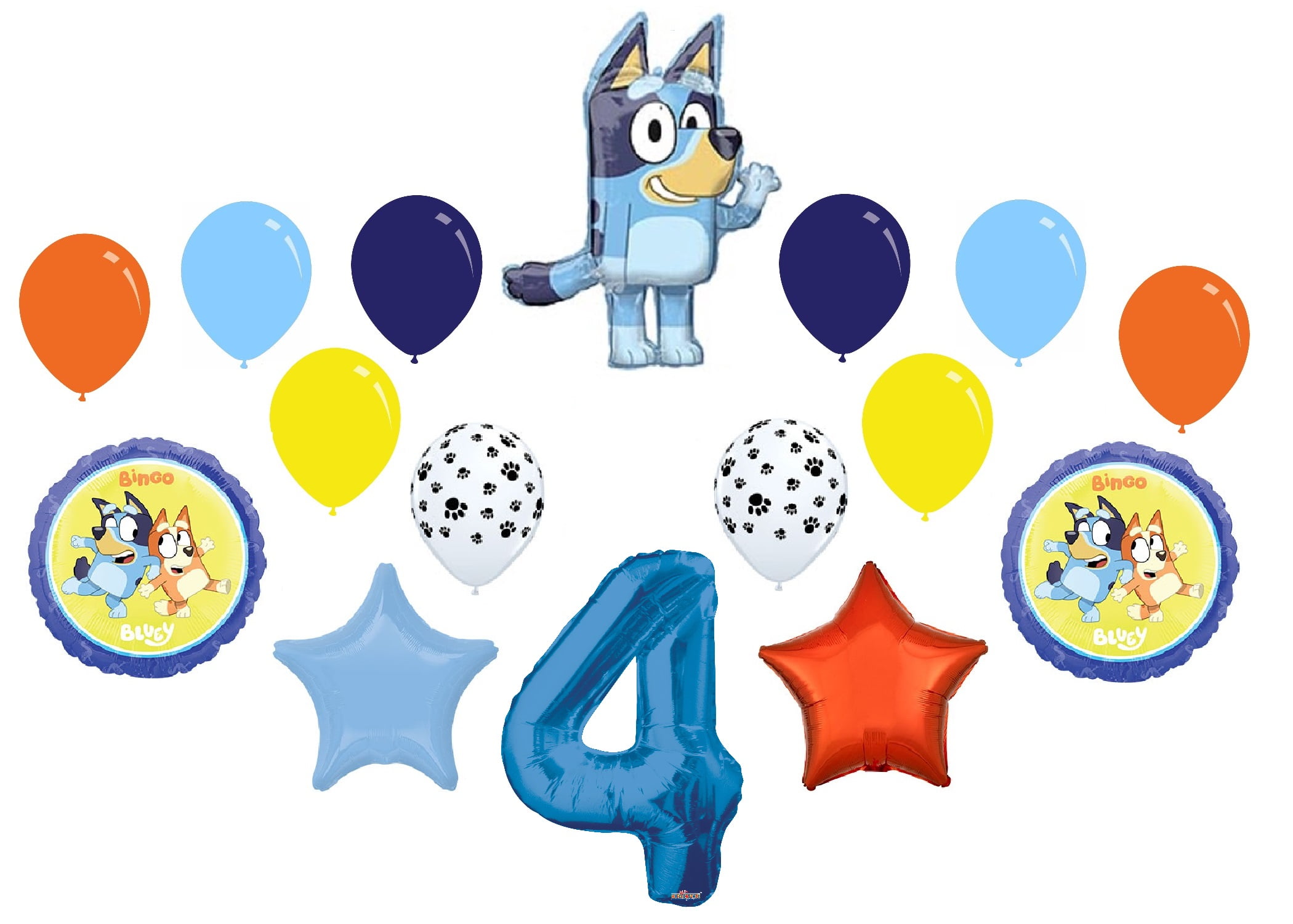 DalvayDelights Bluey Balloons, Mylar Blue Birthday, (16 Piece ...