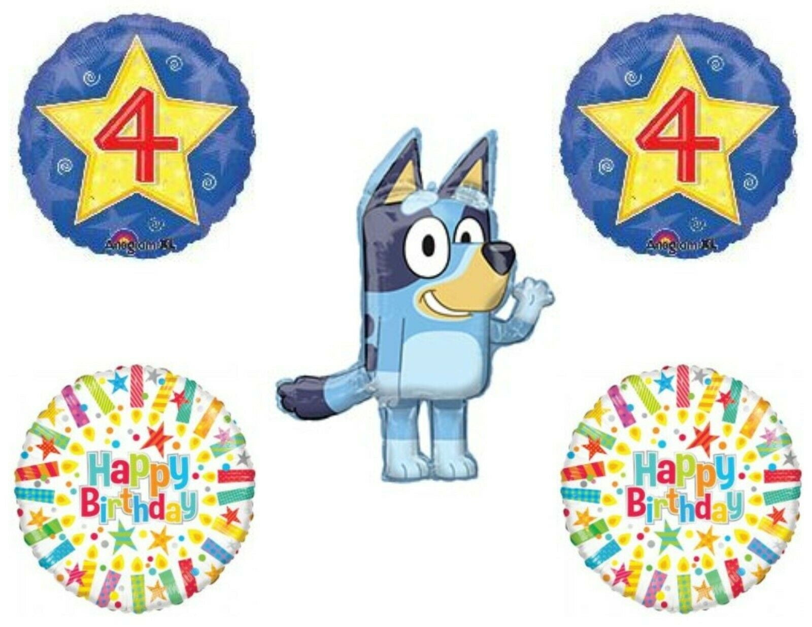 Bluey 4th Fourth Happy Birthday Party Balloons Decorations Supplies ...