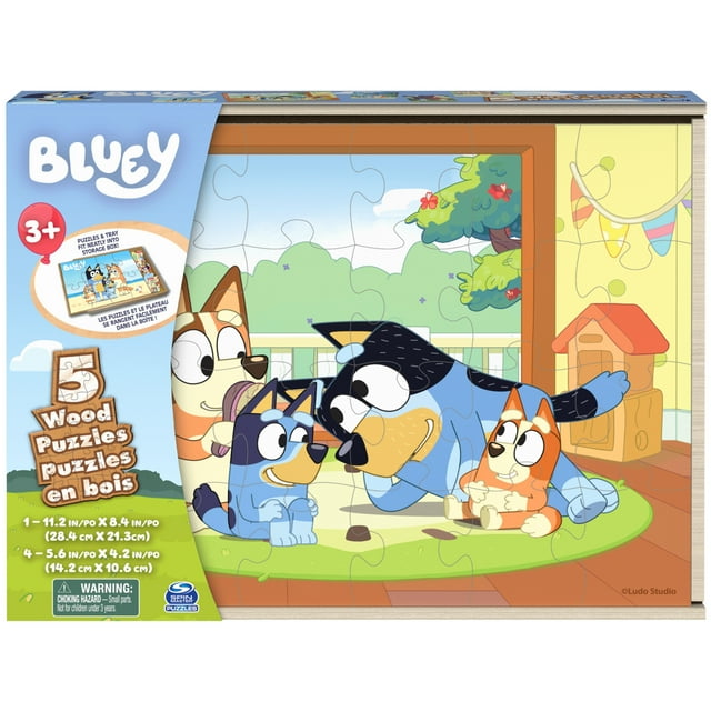 Bluey, 5-Pack High-Quality Jigsaw Puzzles with Vibrant Art in Storage ...