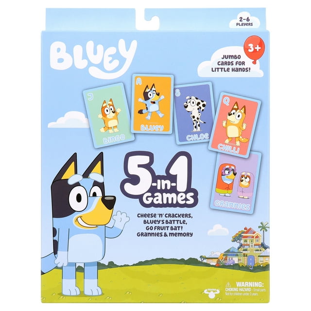 Bluey 5-in-1 Card Game Set - Includes 53 Jumbo Cards - Walmart.com