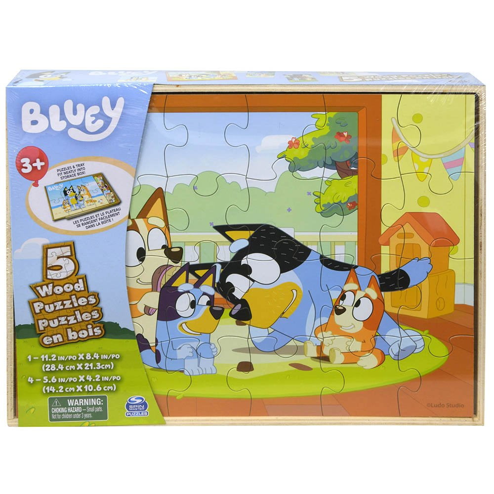Bluey 5-Pack Wooden Puzzle for Age 3+ - Walmart.com