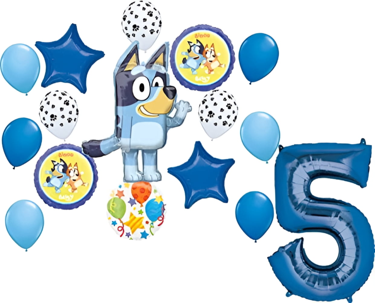 Bluey and Bingo 5th Birthday Party Supplies - Kids Theme Decor Balloon ...