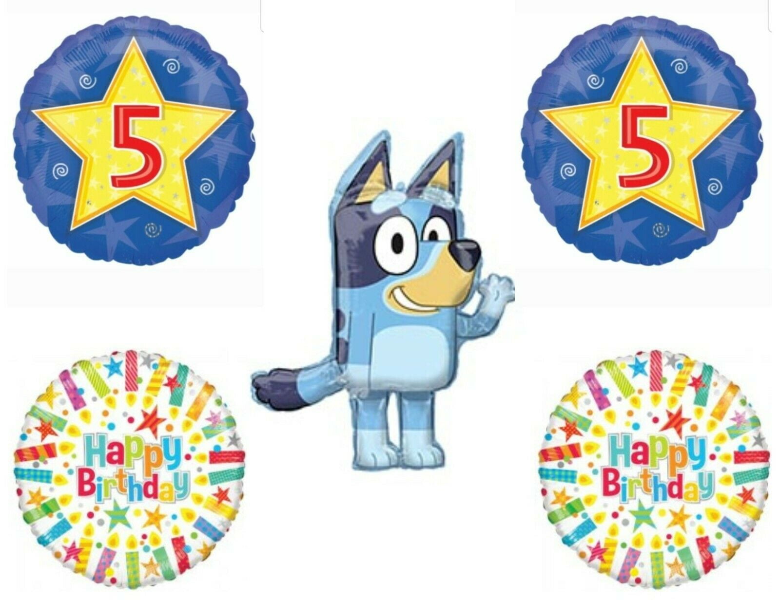 Bluey 5th Fifth Happy Birthday Party Balloons Decorations Supplies ...