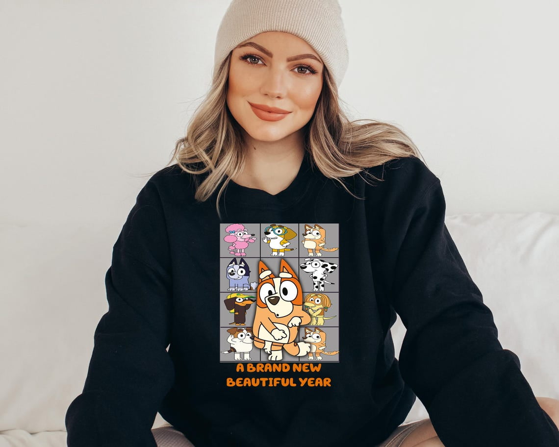 Bluey A Brand New Beautiful Year Shirt, Bluey Holiday Sweatshirt, Gift ...