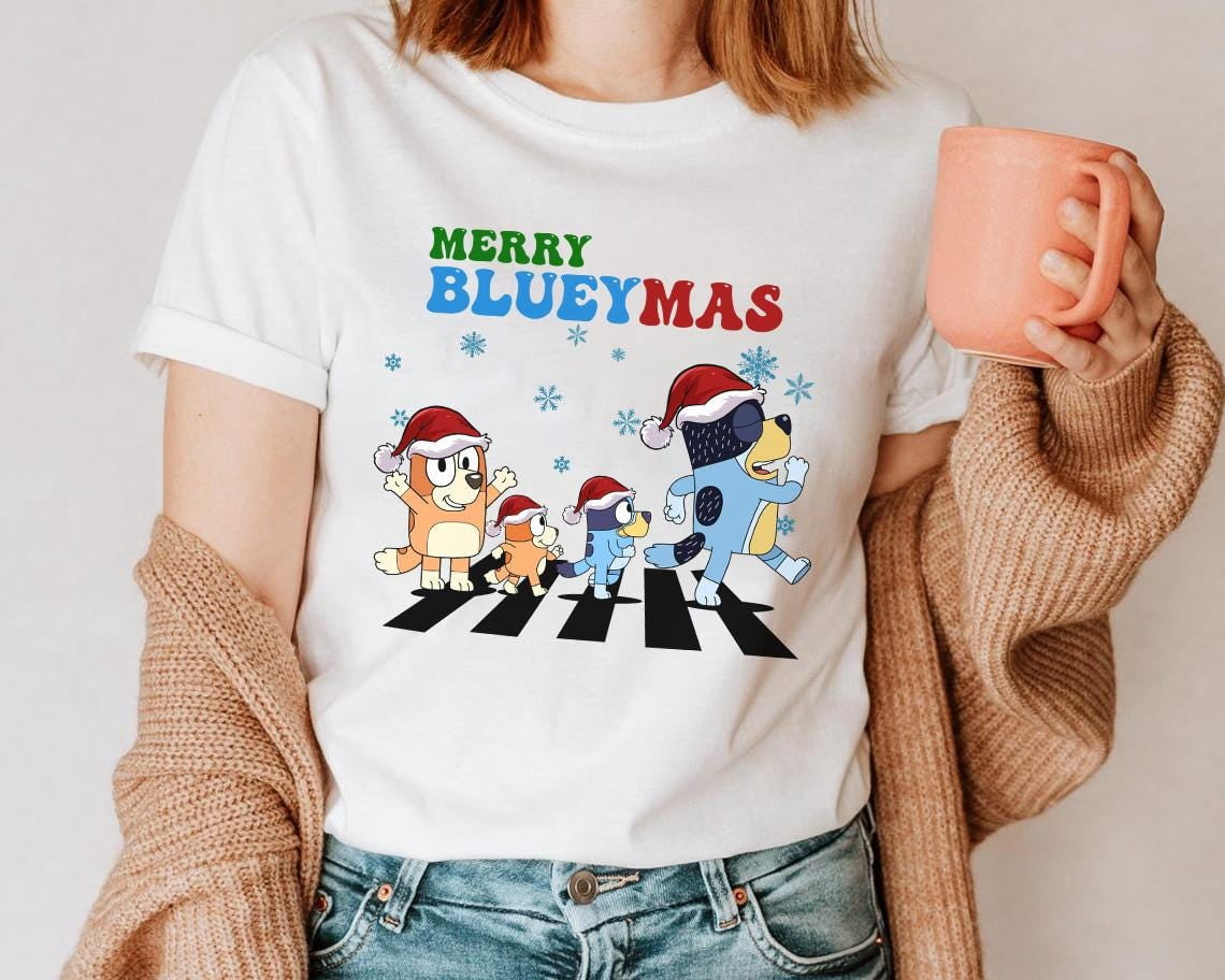 Bluey Abbey Road Christmas Shirt, Merry Blueymas Family Matching Tee ...