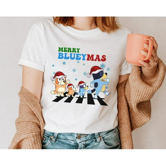 Bluey Abbey Road Christmas Shirt, Merry Blueymas Family Matching Tee ...