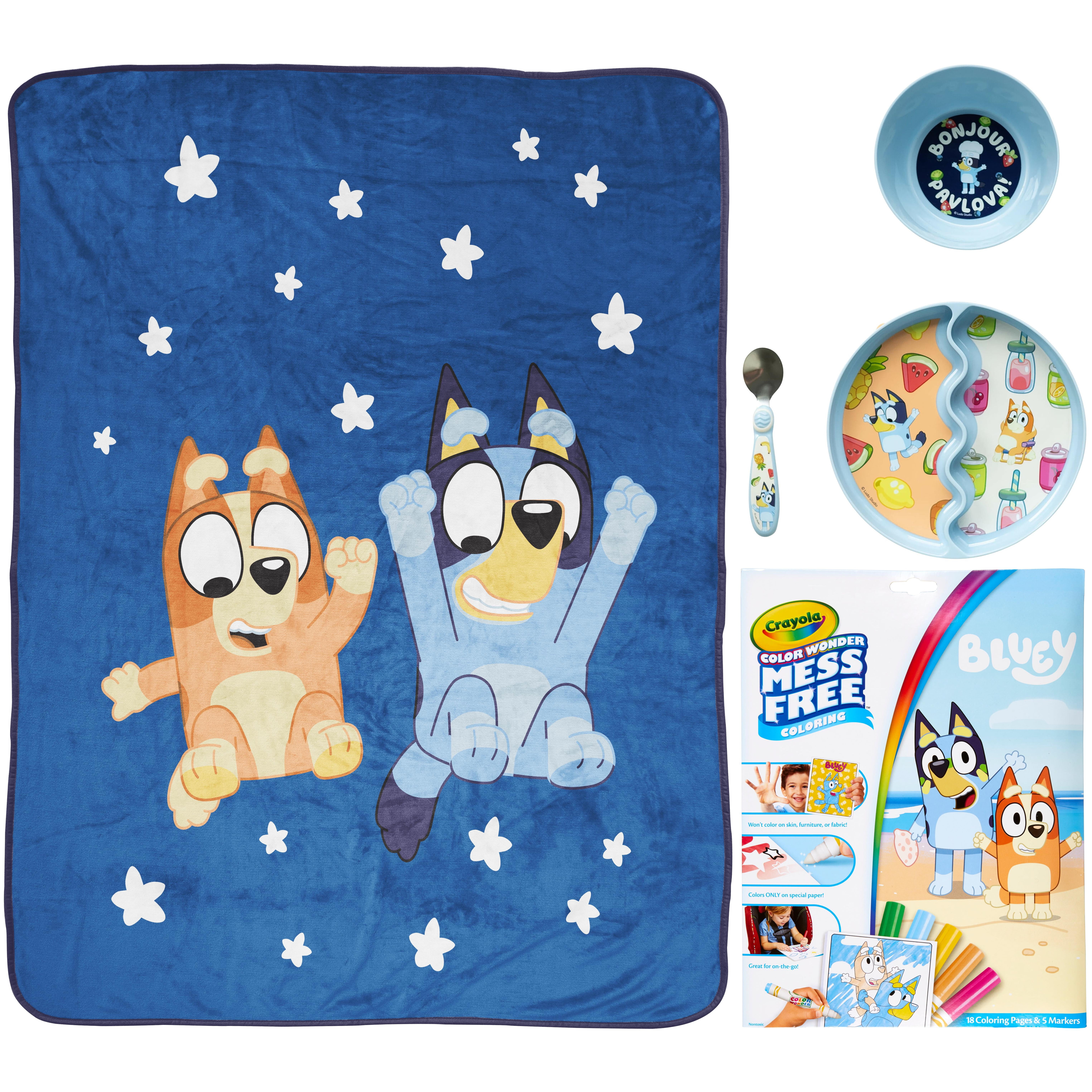 Bluey Activity Holiday Bundle - Kids Mealtime Set & Coloring Book ...