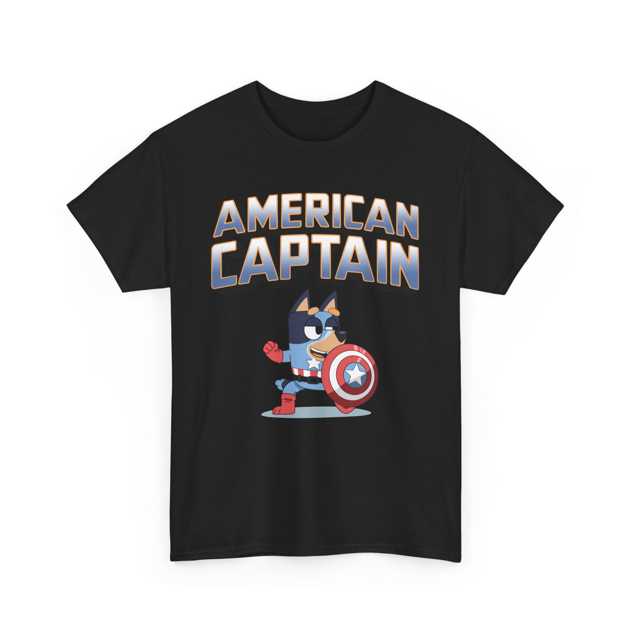 Bluey American Captain T-Shirt, Patriotic Cartoon Dog Design, Unisex S ...