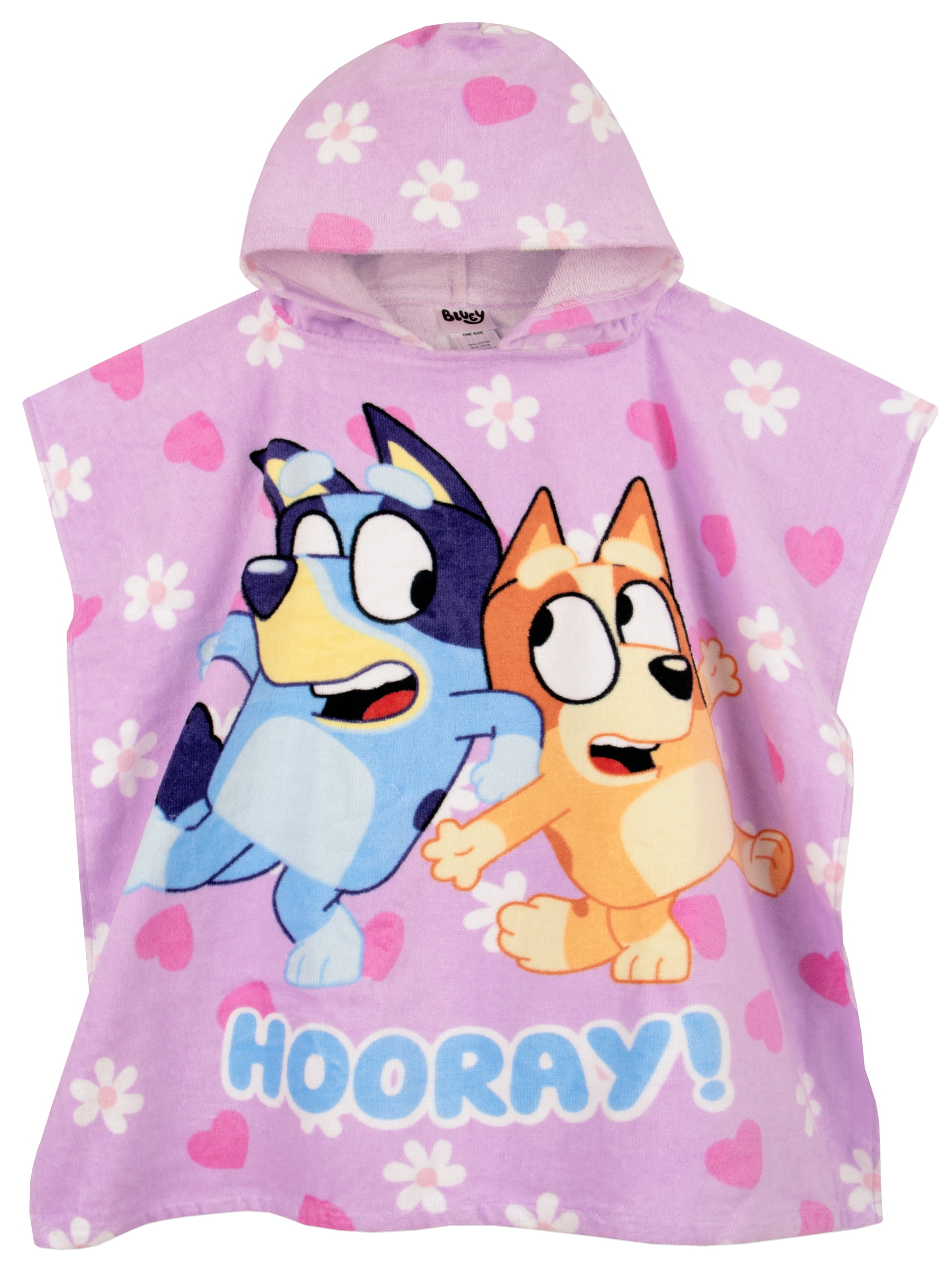 Bluey And Bingo Hooded Towel Poncho Purple - Walmart.com